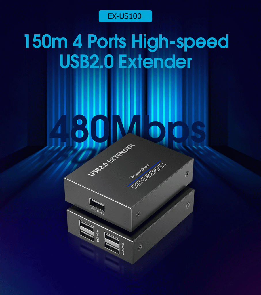 EXTENSOR USB 150 METROS, USB 2.0 – EVOTECH